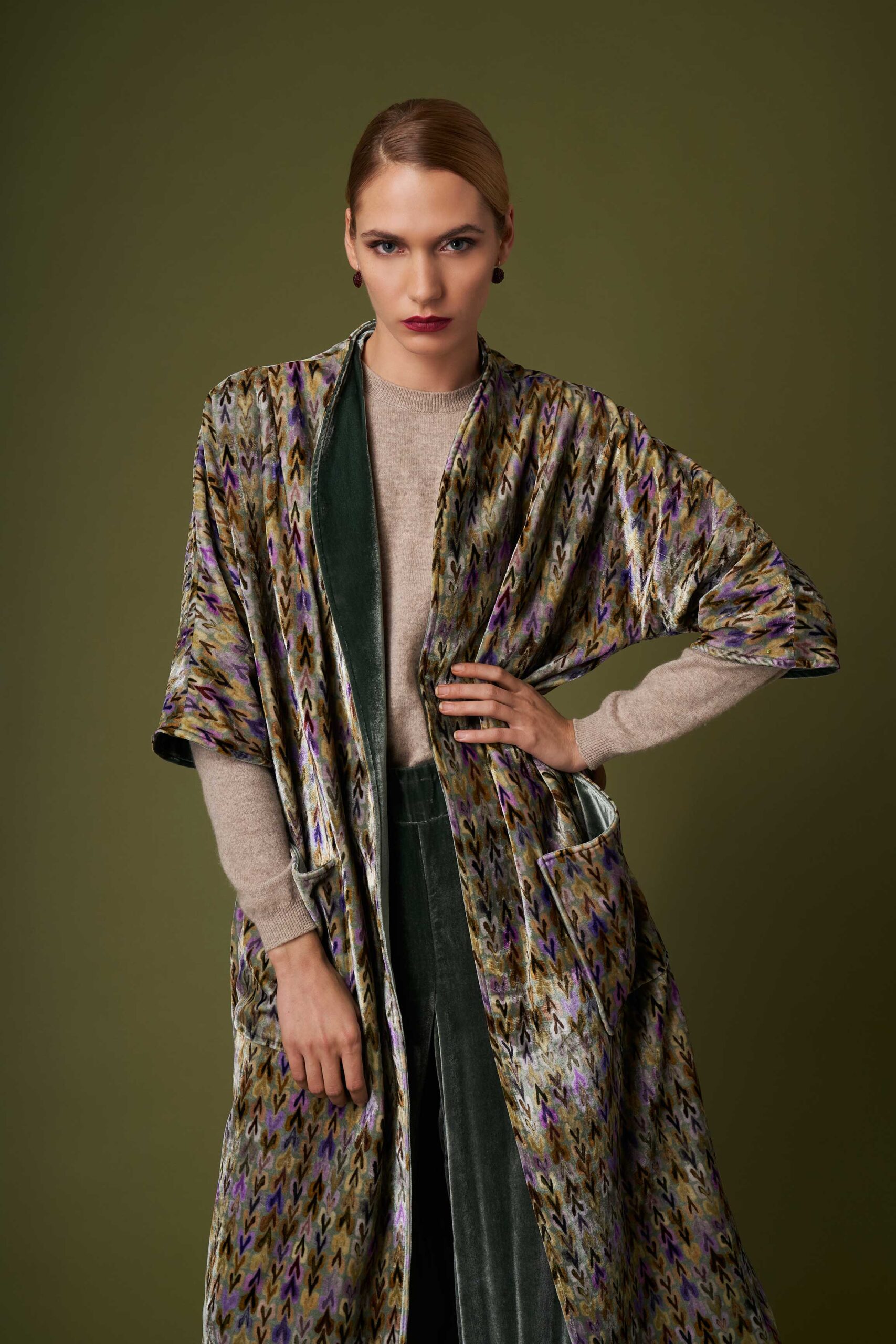 Vanessa Duster Coat in Willow Frecce - Joanna Lyle