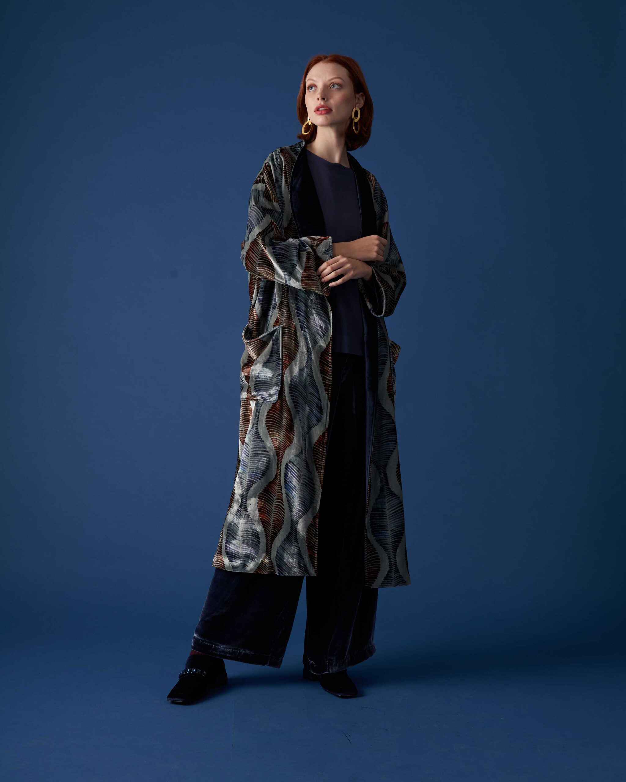 Vanessa Duster Coat in Cielo Onde - Joanna Lyle