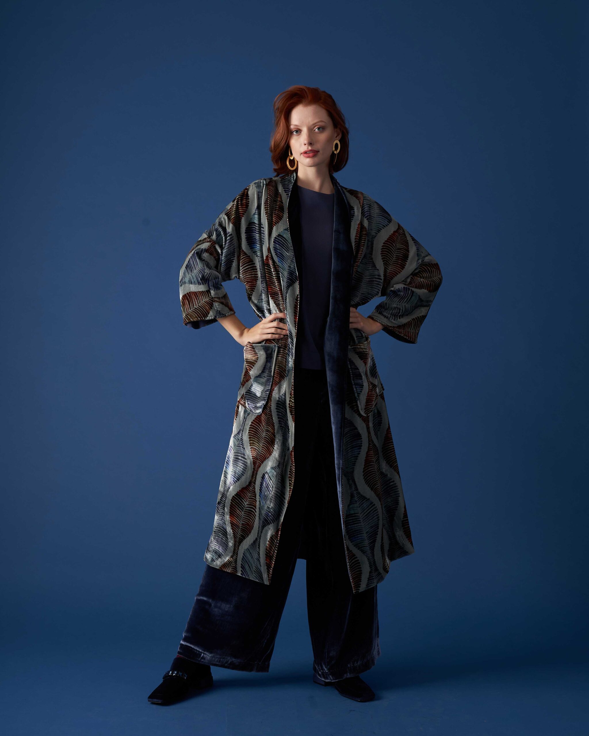 Vanessa Duster Coat in Cielo Onde - Joanna Lyle