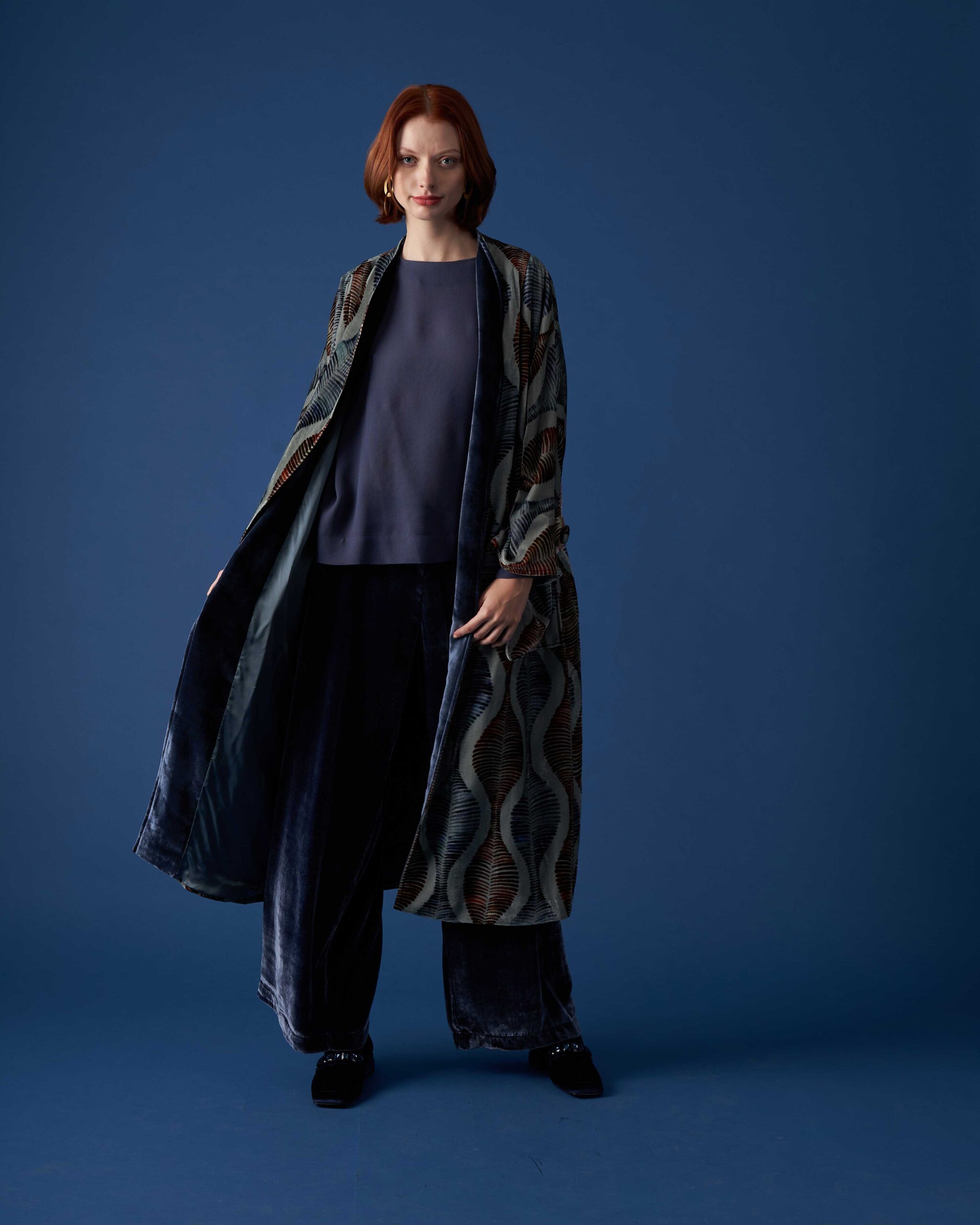 Vanessa Duster Coat in Cielo Onde - Joanna Lyle